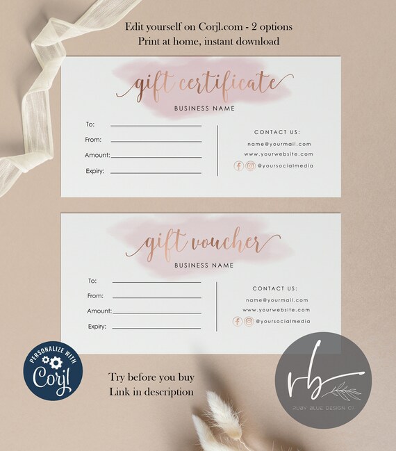 DIY Edit Yourself Gift Voucher Gift Certificate Beauty | Etsy