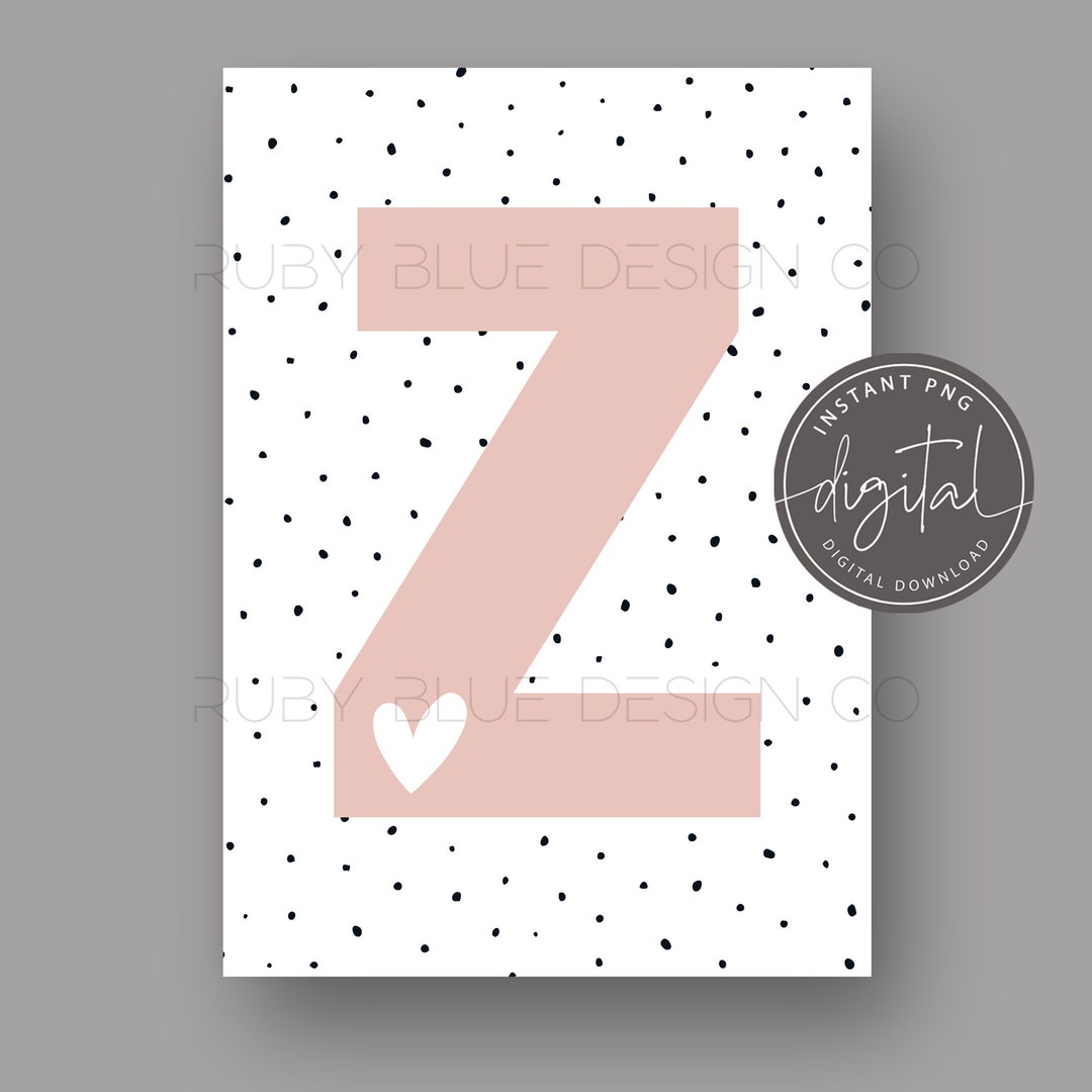 Pink Initial With Spotty Background PNG, Nursery Letter Z Design, Card ...