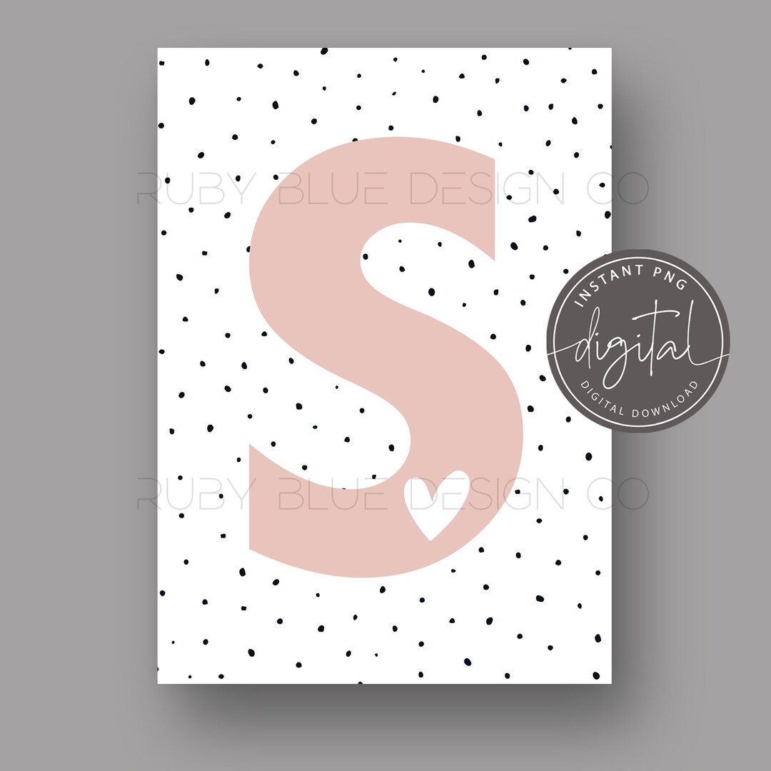 Pink Initial With Spotty Background PNG, Nursery Letter S Design, Card ...