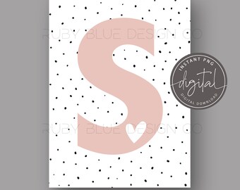 Pink Initial With Spotty Background PNG Nursery Letter M | Etsy UK