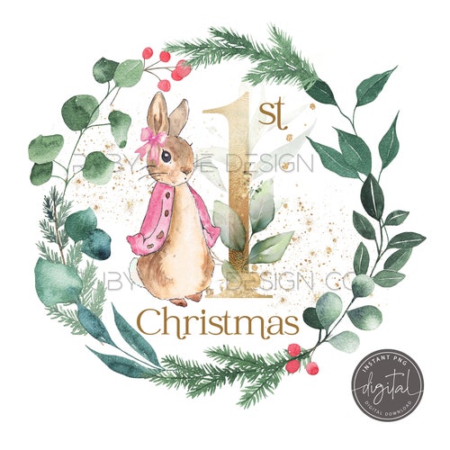 Peter Rabbit Christmas PNG Peter Rabbit Wreath Design Card - Etsy UK