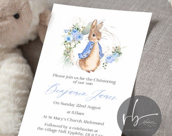 Personalised Peter Rabbit Rainbow Christening Invitations | Etsy