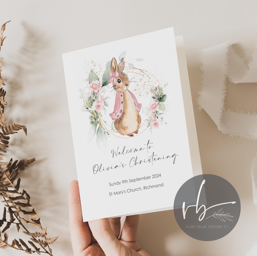 Editable Flopsy Peter Rabbit Order of Service A4/A5 Printable, Editable ...