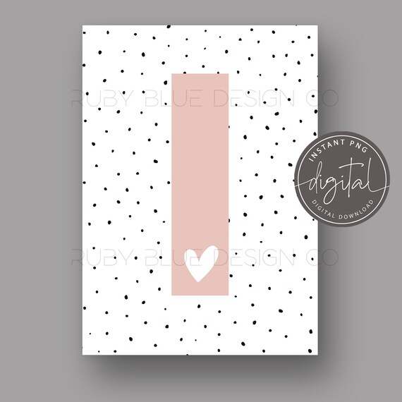 Pink Initial With Spotty Background PNG Nursery Letter I | Etsy