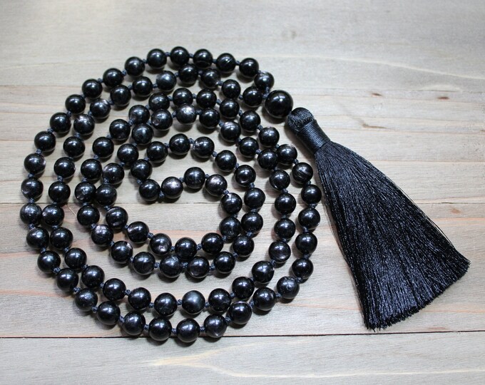 Black Mala Necklace Black Mala Mala Beads Yoga Necklace - Etsy