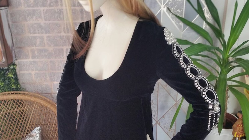 Thea Porter Designer Evening Dress Black Velvet UK Size 8 - Etsy