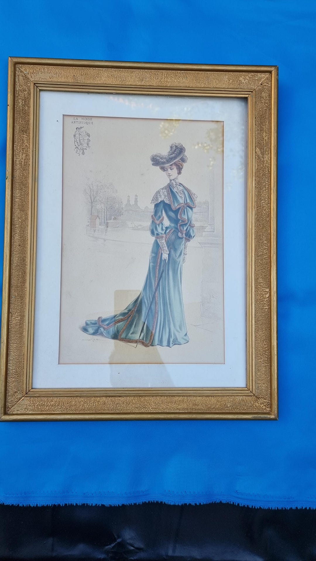 Vintage Lady Print in Gold Edge Wooden Frame (50cm X 38cm) - Etsy