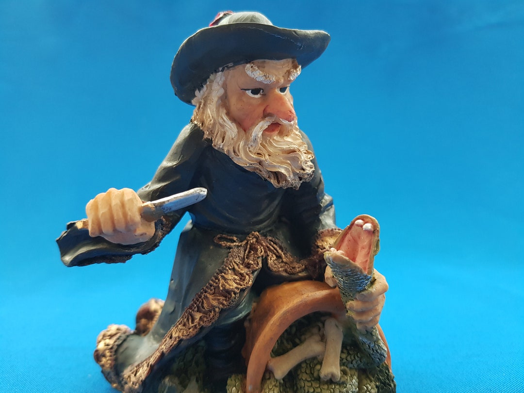 Resin Wizard Figure With Snake - Vintage Fantasy Decor - Etsy