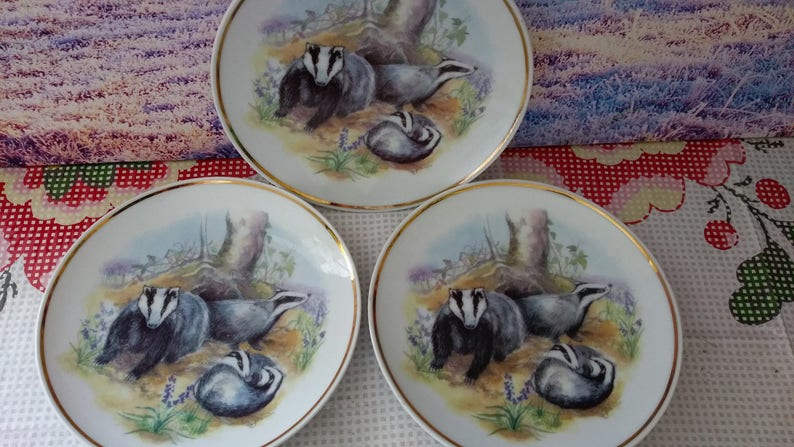 Vintage Wildlife of Britain Collector's Plate Badgers by | Etsy