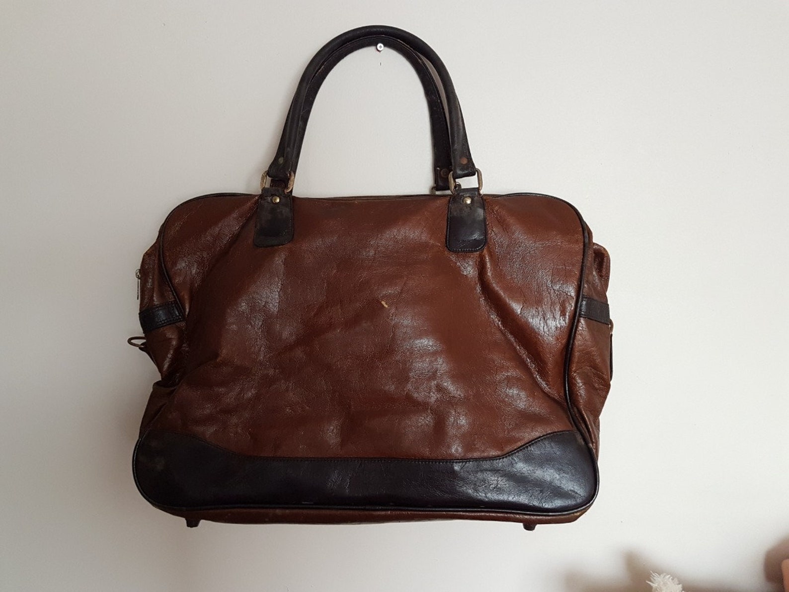 Leather traveling bag old traveling bag antique traveling | Etsy