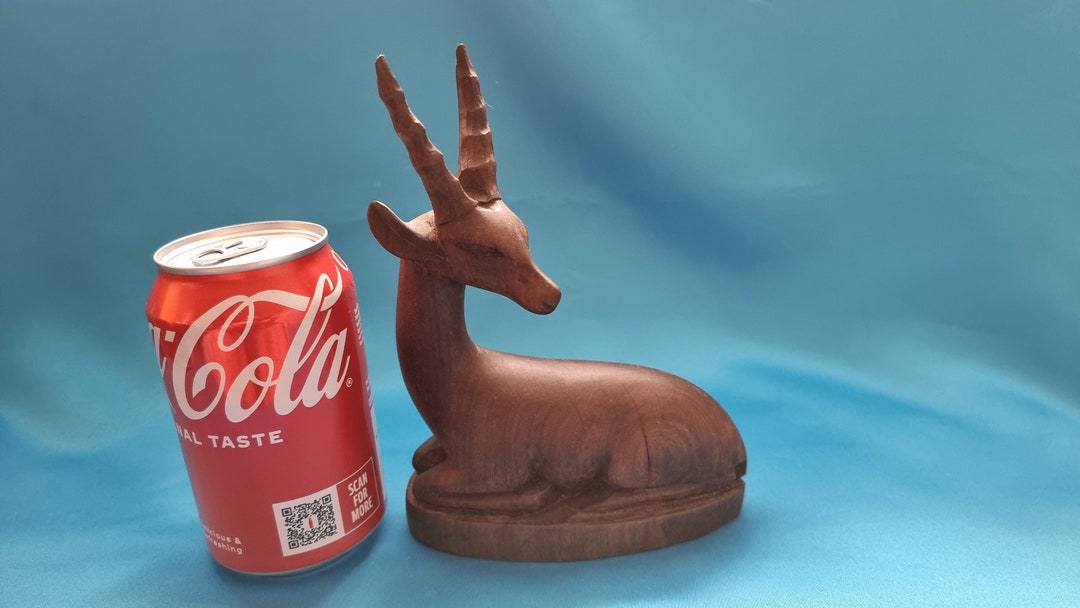 Antelope Figurine, Wooden Antelope, Carved Antelope, Carved Animal ...