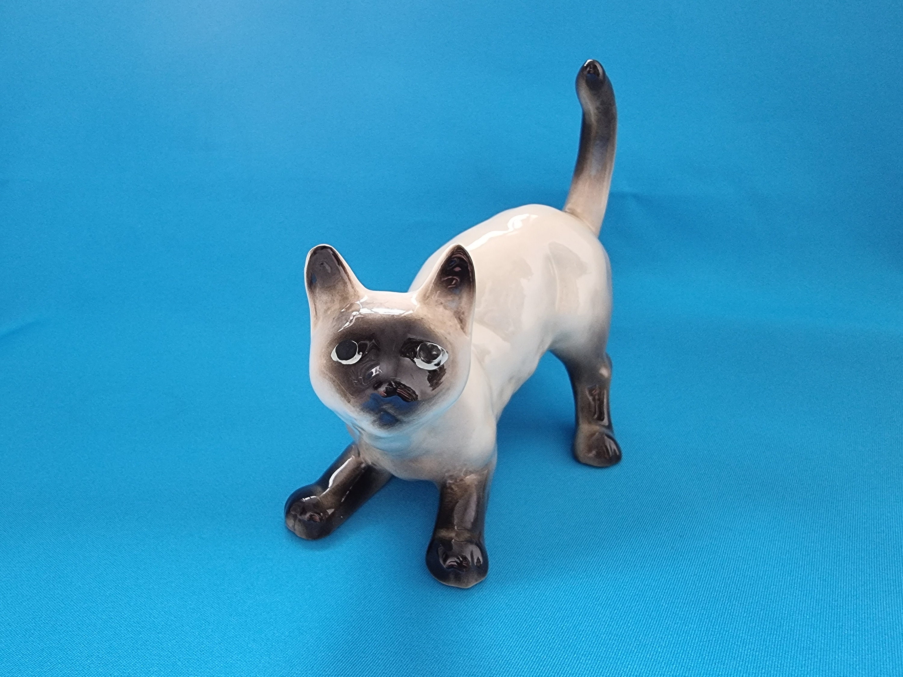 Siamese Cat, Siamese Cat Figurine, Porcelain Cat Figurine, Pottery Cat ...