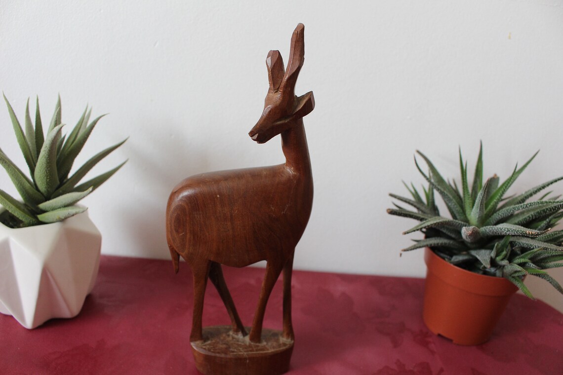 Antelope Figurine Wooden Antelope Carved Antelope Carving | Etsy