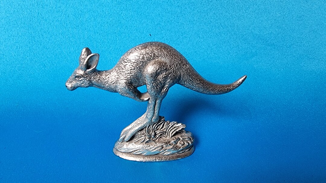 Pewter Kangaroo, Kangaroo Figurine, Small Kangaroo Figurine, Australia ...