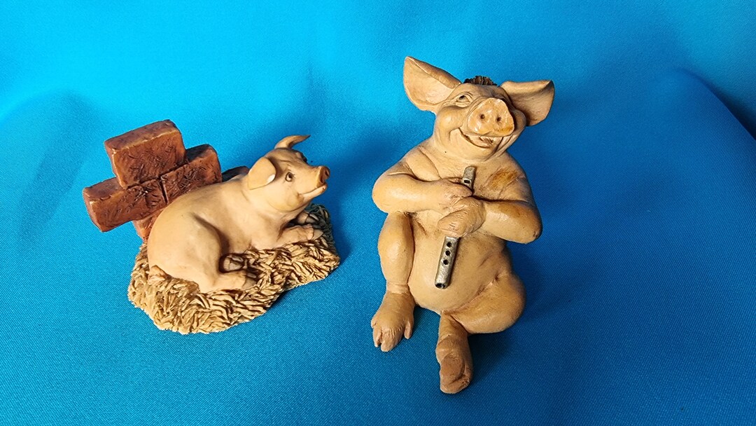 Pig Figurine, Resin Pig Figurine, Vintage Pig Figurine, Pottery Pig ...