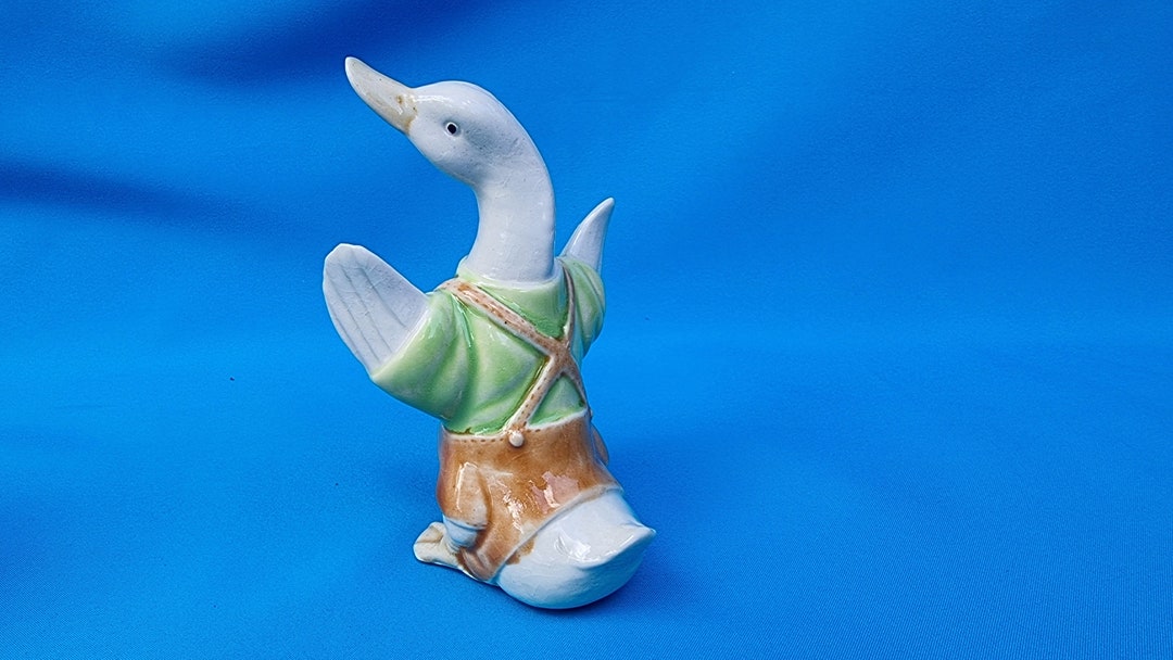 Porcelain Duck Figurine, Pottery Duck Figurine, Duck Figurine, Vintage ...