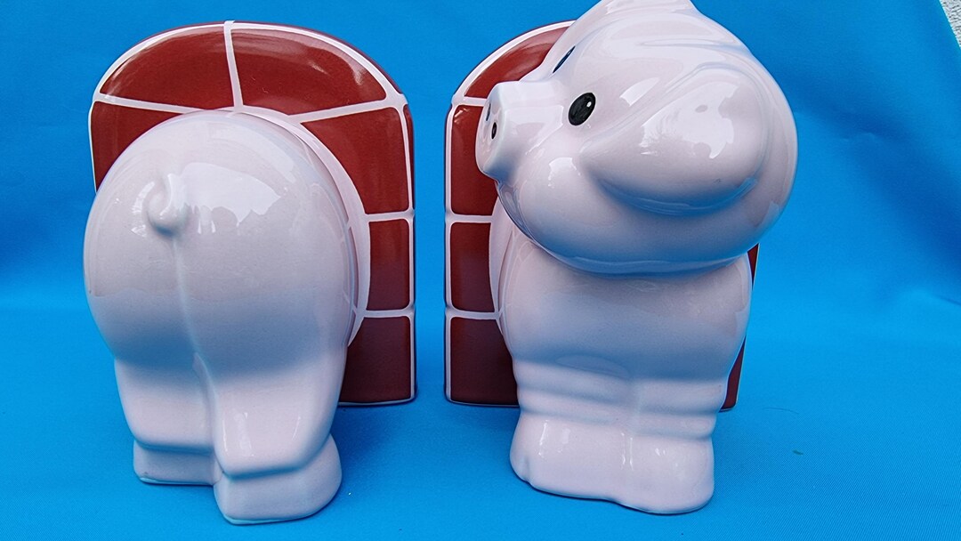 Pig Bookends, Ceramic Pig Figurine, Pottery Pig Figurine, Animal ...