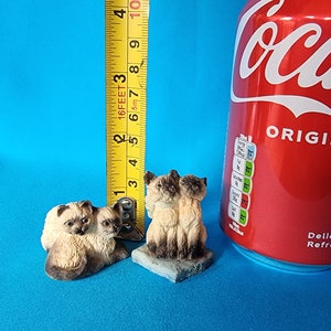 Small Cat Figurine, Resin Cat Figurine, Siamese Cat Figurine, Vintage ...