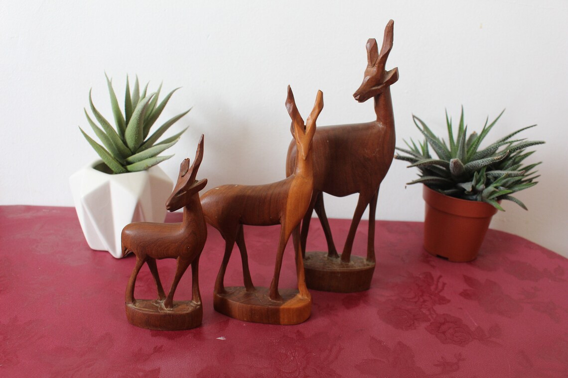 Antelope figurine wooden antelope carved antelope carving | Etsy