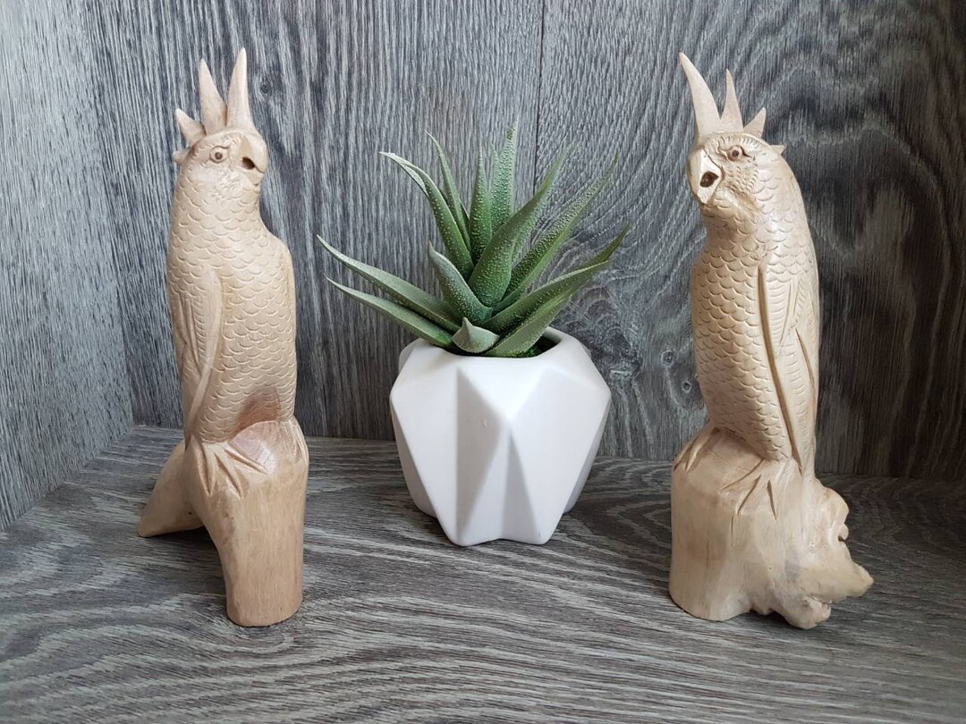 Carved Parrots, Parrots Figurine, Parrots Sculpture, Wooden Parrots ...