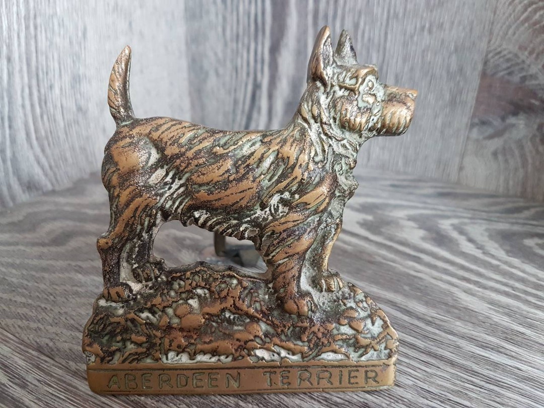 Brass Terrier, Brass Dog Figurine, Brass Knocker, Vintage Dog Figurine ...