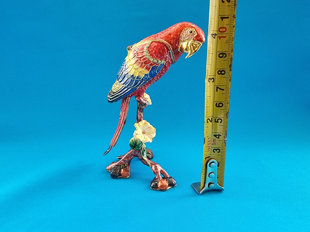 Parrot Trinket Box, Parrot Figurine, Pewter Trinket Box, Pewter Parrot ...