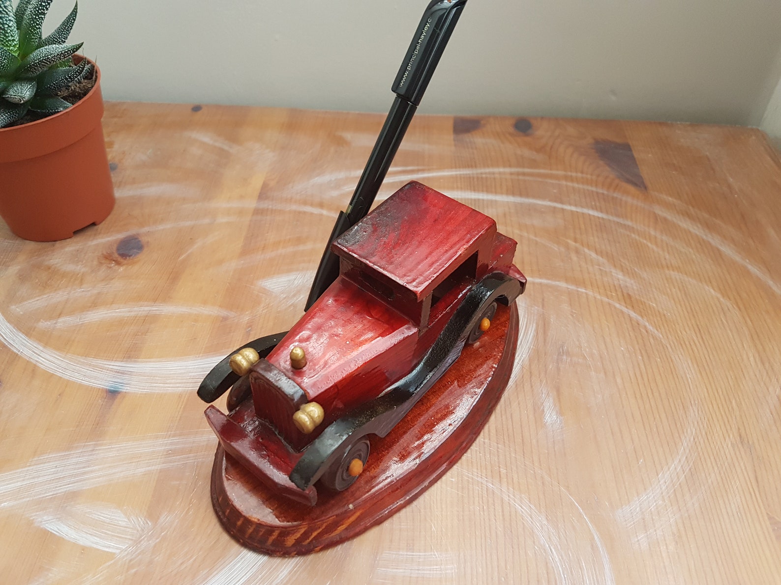 Car Pen Holder Wooden Pen Holder Wooden Car Vintage Car - Etsy