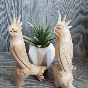 Carved Parrots, Parrots Figurine, Parrots Sculpture, Wooden Parrots ...