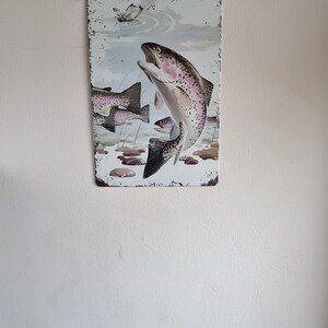 Trout Fish, Metal Sign, Metal Tin Sing, Metal Tin Fish, Metal Wall Art ...