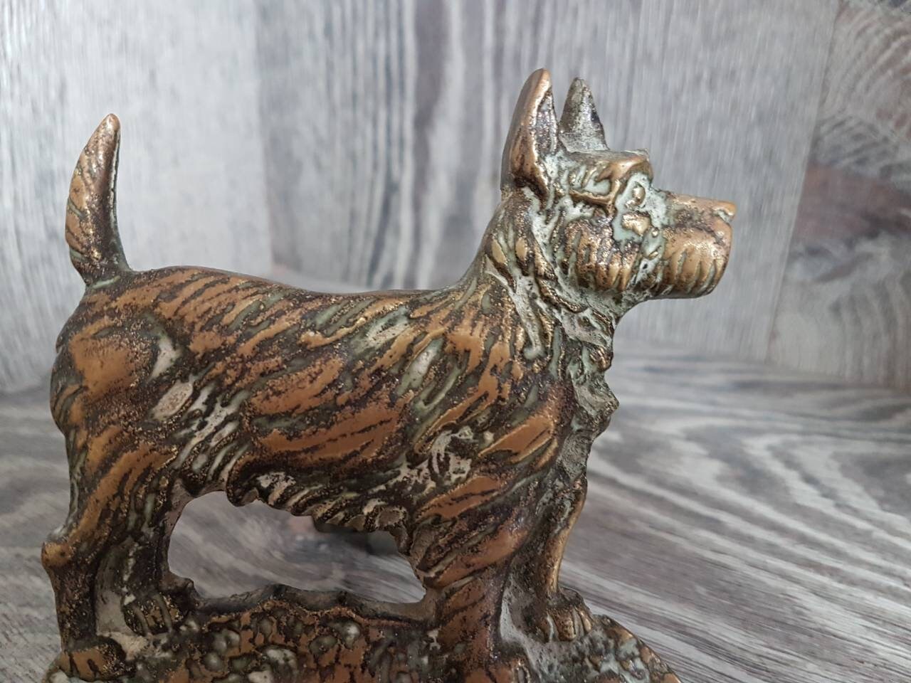 Brass Terrier, Brass Dog Figurine, Brass Knocker, Vintage Dog Figurine ...