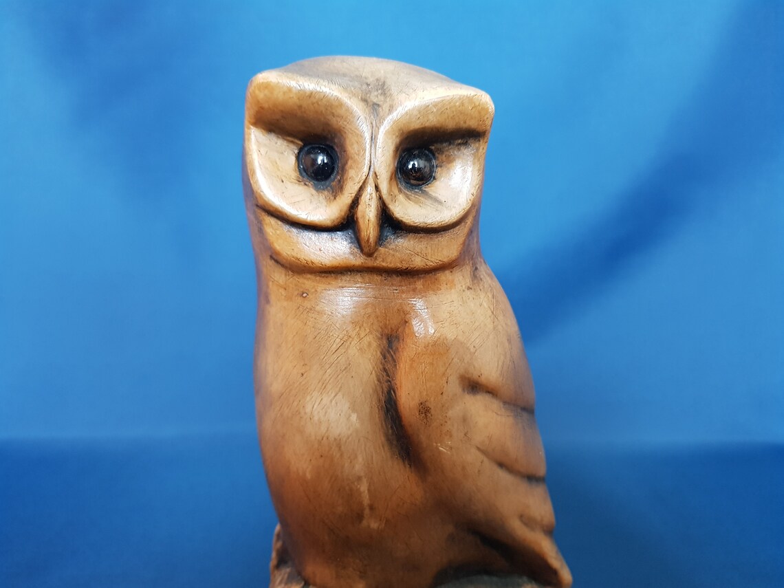Owl statue owl figurine owl sculpture carved owl wooden | Etsy