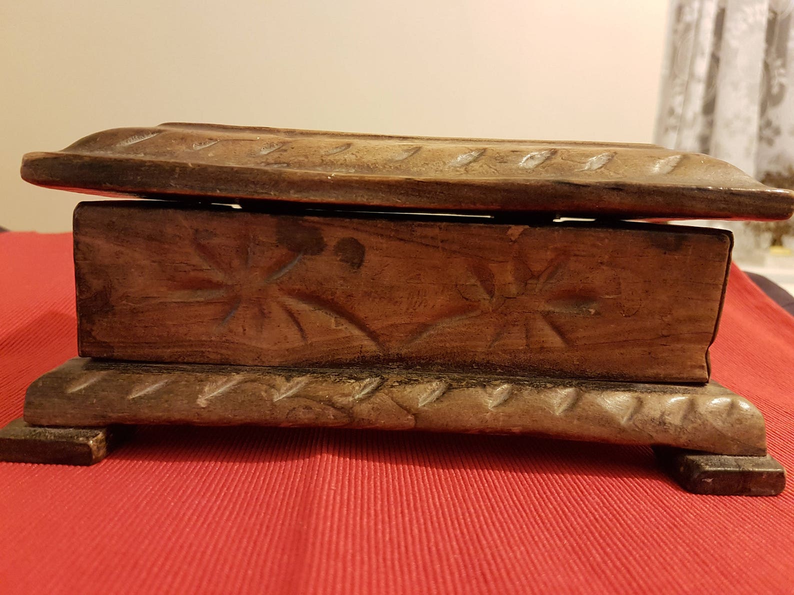 Hand Carved Box Old Wooden Jewellery Box Vintage Wooden | Etsy