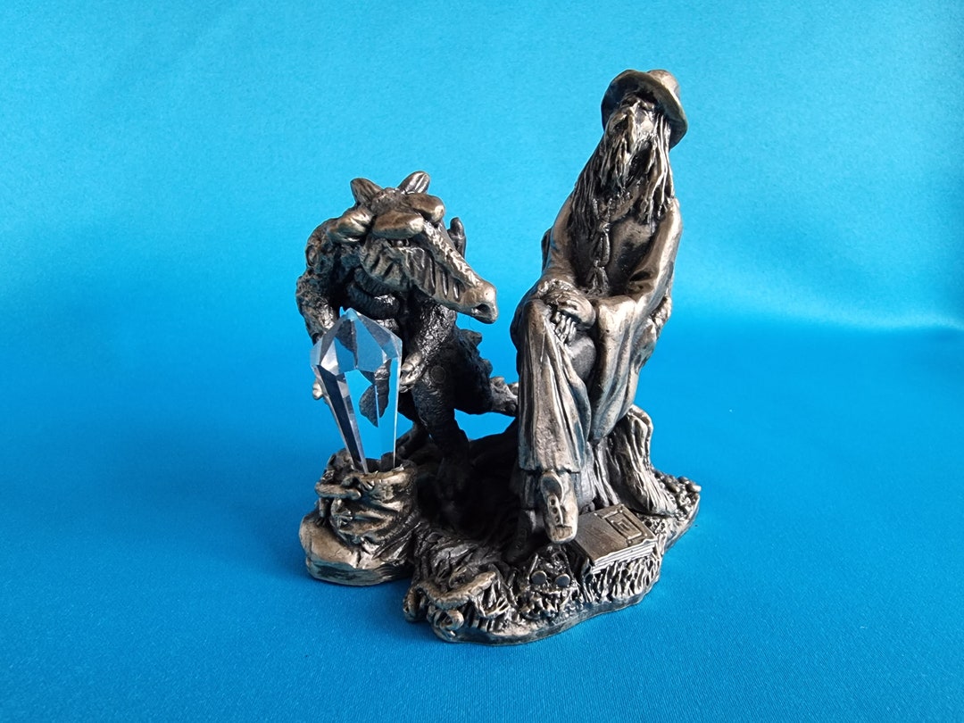Mischievous dragon, Wizard figurine, myth and magic, pewter dragon ...