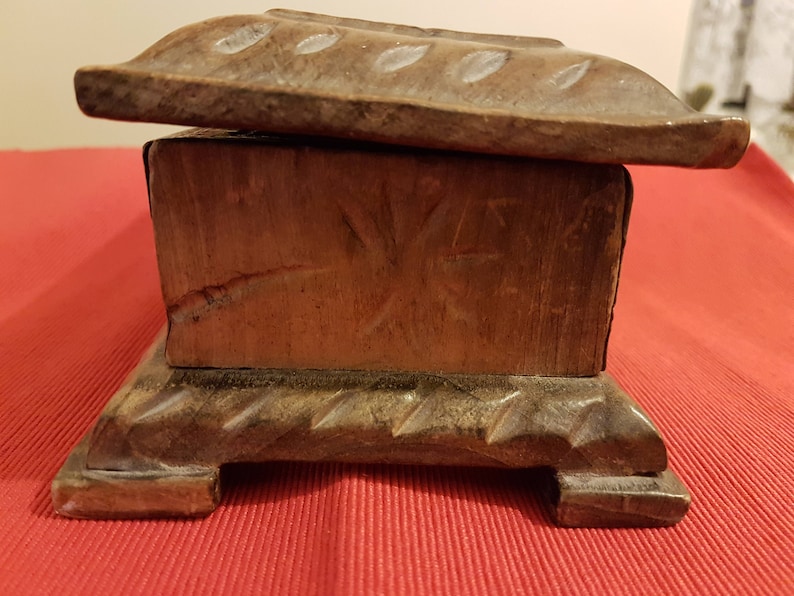 Hand Carved Box Old Wooden Jewellery Box Vintage Wooden | Etsy