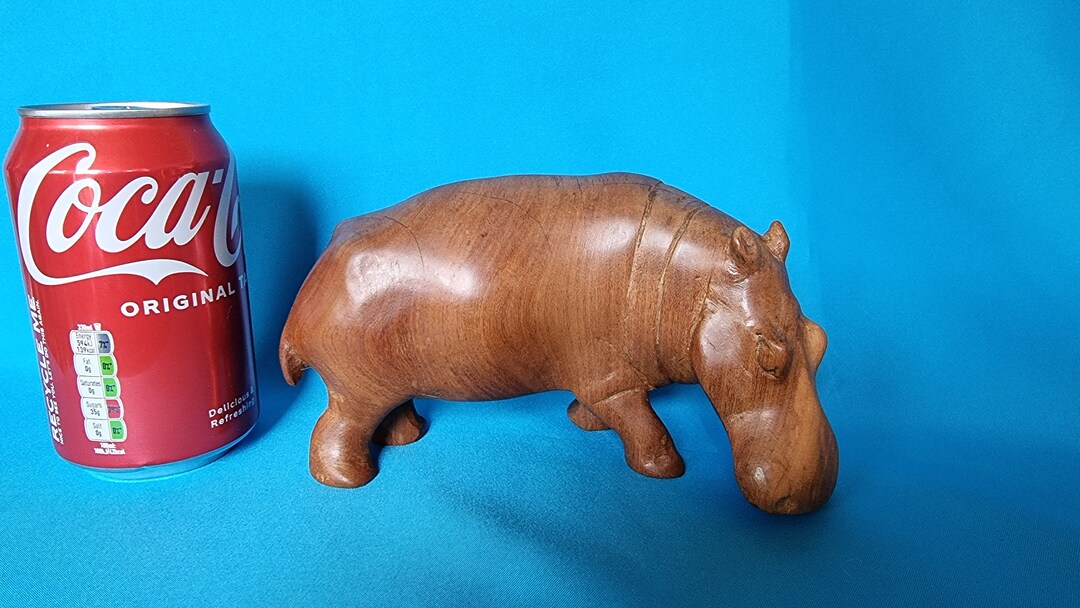 Wooden Hippo, Hippo Figurine, Hippopotamus Figurine, Carved Hippo ...