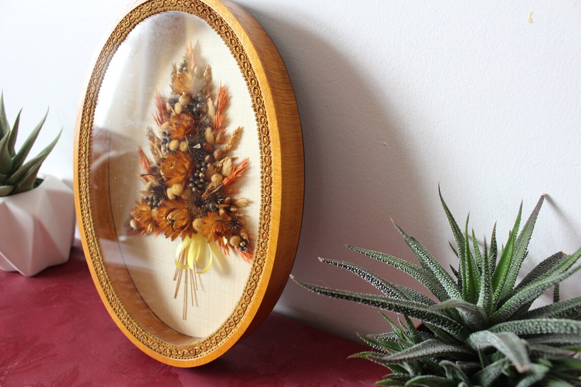 Dried flowers in frame stuffed flowers vintage flowers | Etsy
