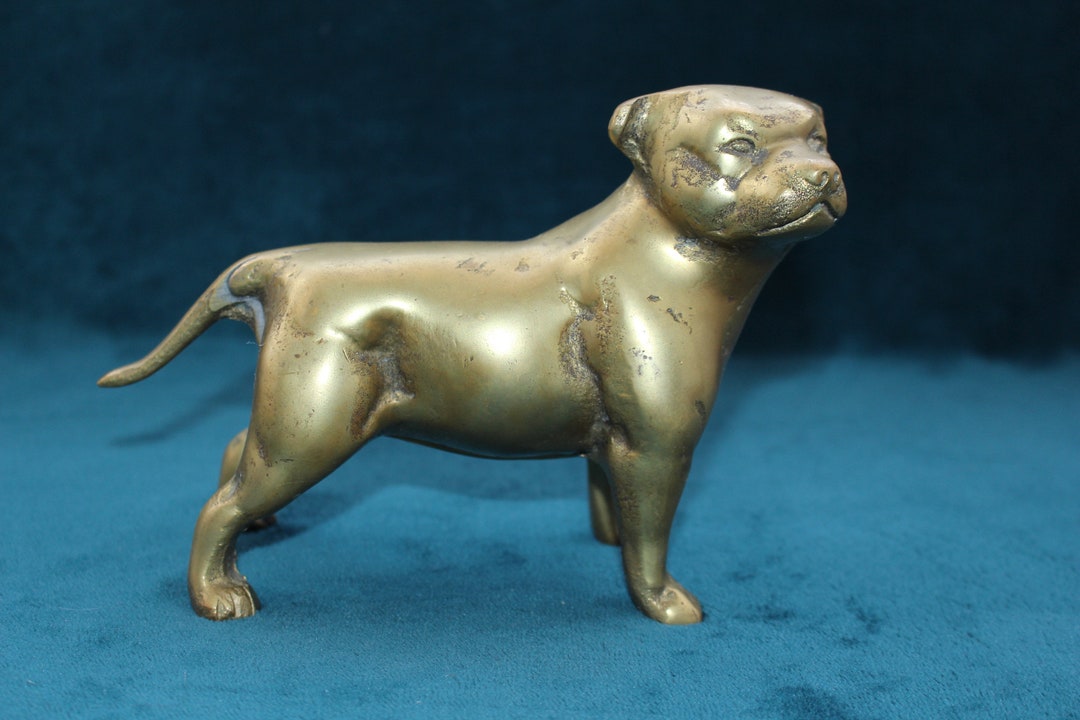 Vintage Solid Brass Pitbull Figurine: Dog Sculpture Ornament - Etsy.de