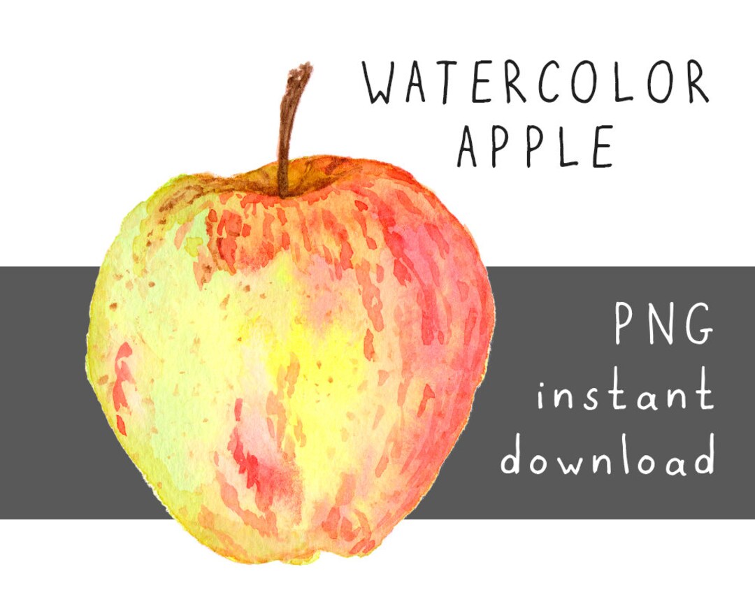 Watercolor Apple Clipart. Instant Download. Hand Drawn Scrapbook and ...