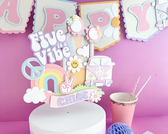 Groovy Cake Topper, Five is a Vibe Cake Topper, Two Groovy Cake Topper ...