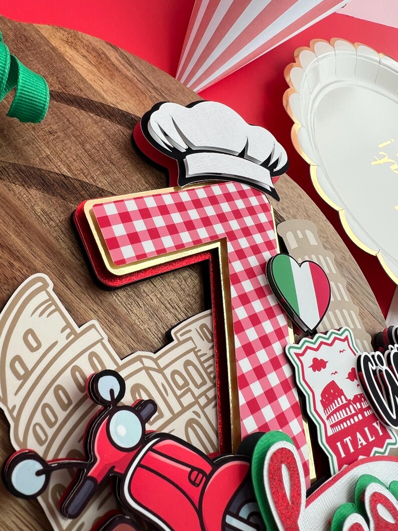 Italy Theme Cake Topper | Holy Cannoli, Ciao Birthday Decor | Red Vespa ...