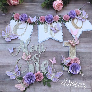Butterfly Theme Cake Topper, Butterfly Floral Package, 1st Birthday ...