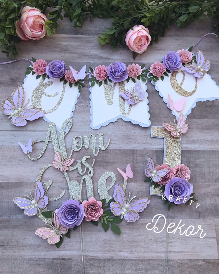 Butterfly Theme Banner Butterfly Floral Banner 1st Birthday - Etsy Canada