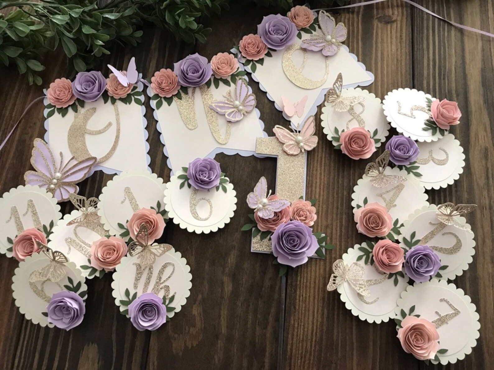 Butterfly Theme Cake Topper, Butterfly Floral Package, 1st Birthday ...