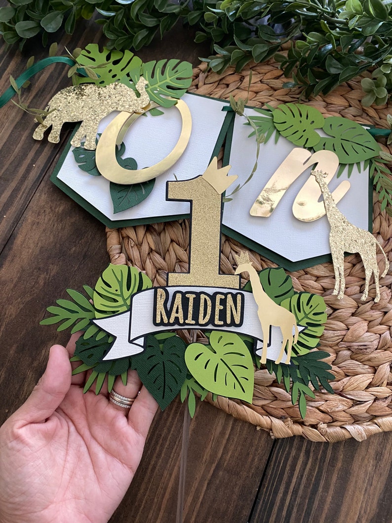 Safari Cake Topper Jungle Safari 1st Birthday Safari Gold - Etsy