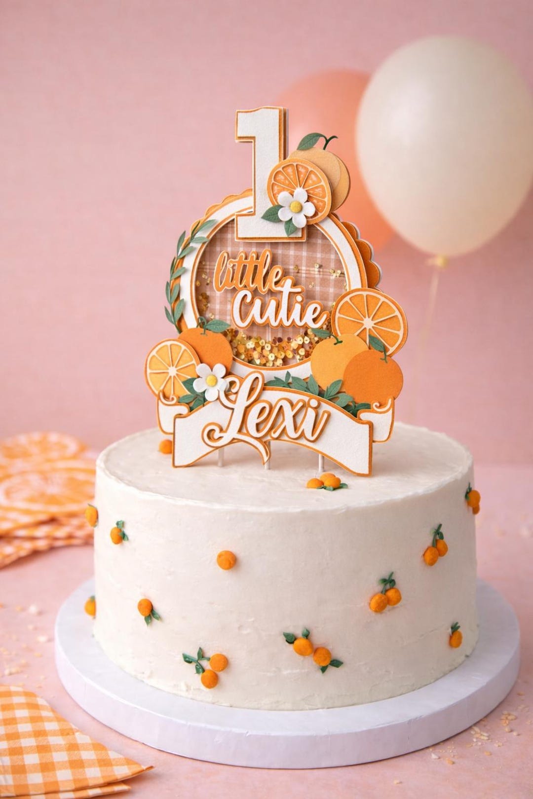 Little Cutie Cake Topper, Orange First Birthday Cake Topper, Little ...