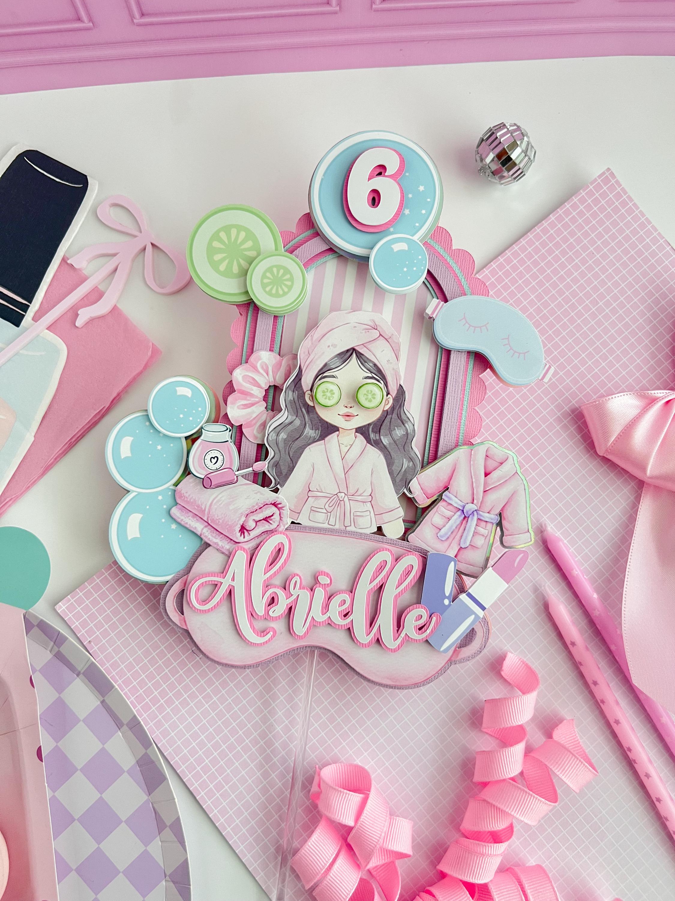 Spa Birthday Cake Topper ,glam/spa Cake Topper, Spa Party Decor for ...