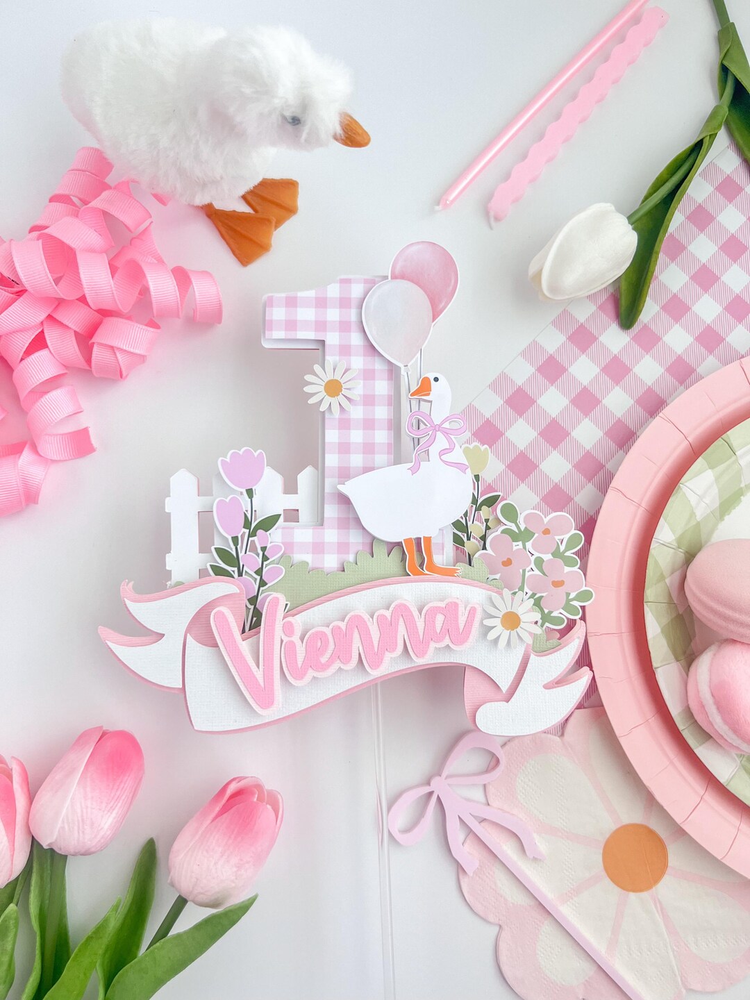 One Silly Goose Cake Topper, Goose First Birthday Party Decor, Floral ...