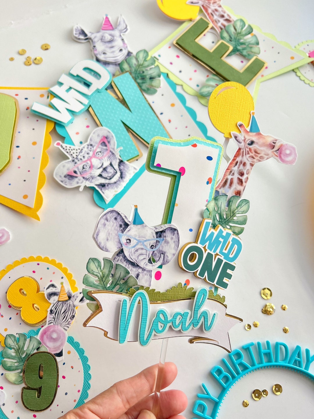 Wild One Cake Topper, Wild One High Chair Banner, Animals Cake Topper ...