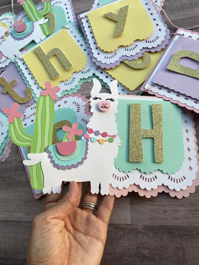 Llama happy birthday banner first fiesta banner llama | Etsy