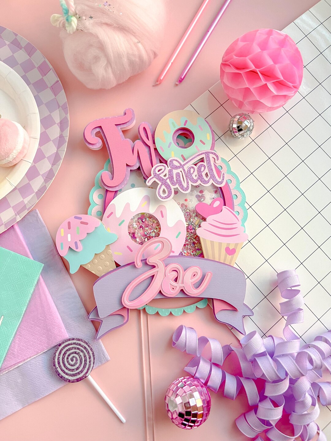 Two Sweet Cake Topper, Sweet One Birthday Cake Topper, One Sweet ...